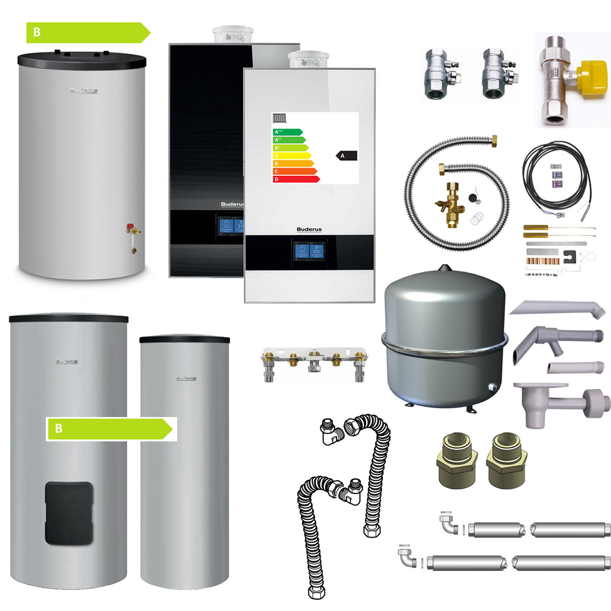 Buderus Logaplus Paket W42 Gasbrennwertheizung GB182i.2 BC400 Speicher ...